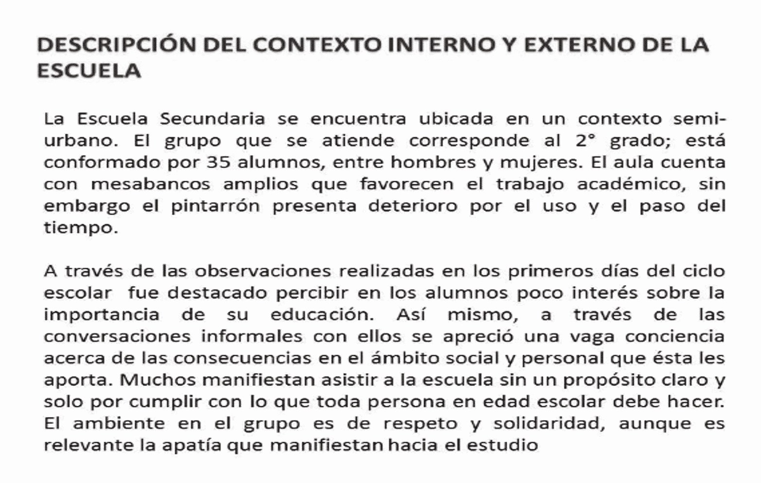 Contexto interno y externo de una escuela - Guía del docente